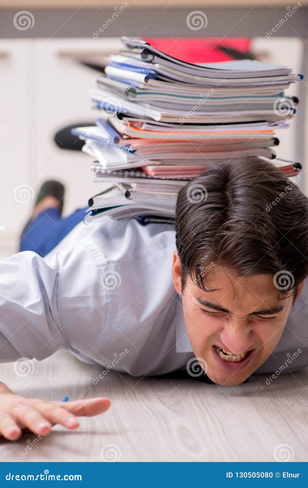 The Extremely Busy Employee Working in the Office Stock Photo - Image ...