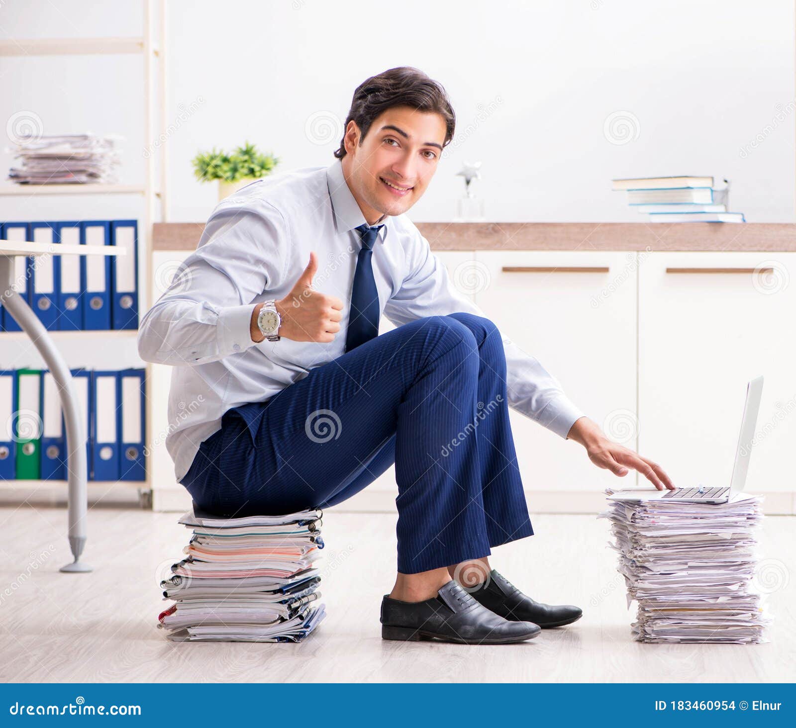 Extremely Busy Employee Working in the Office Stock Photo - Image of ...