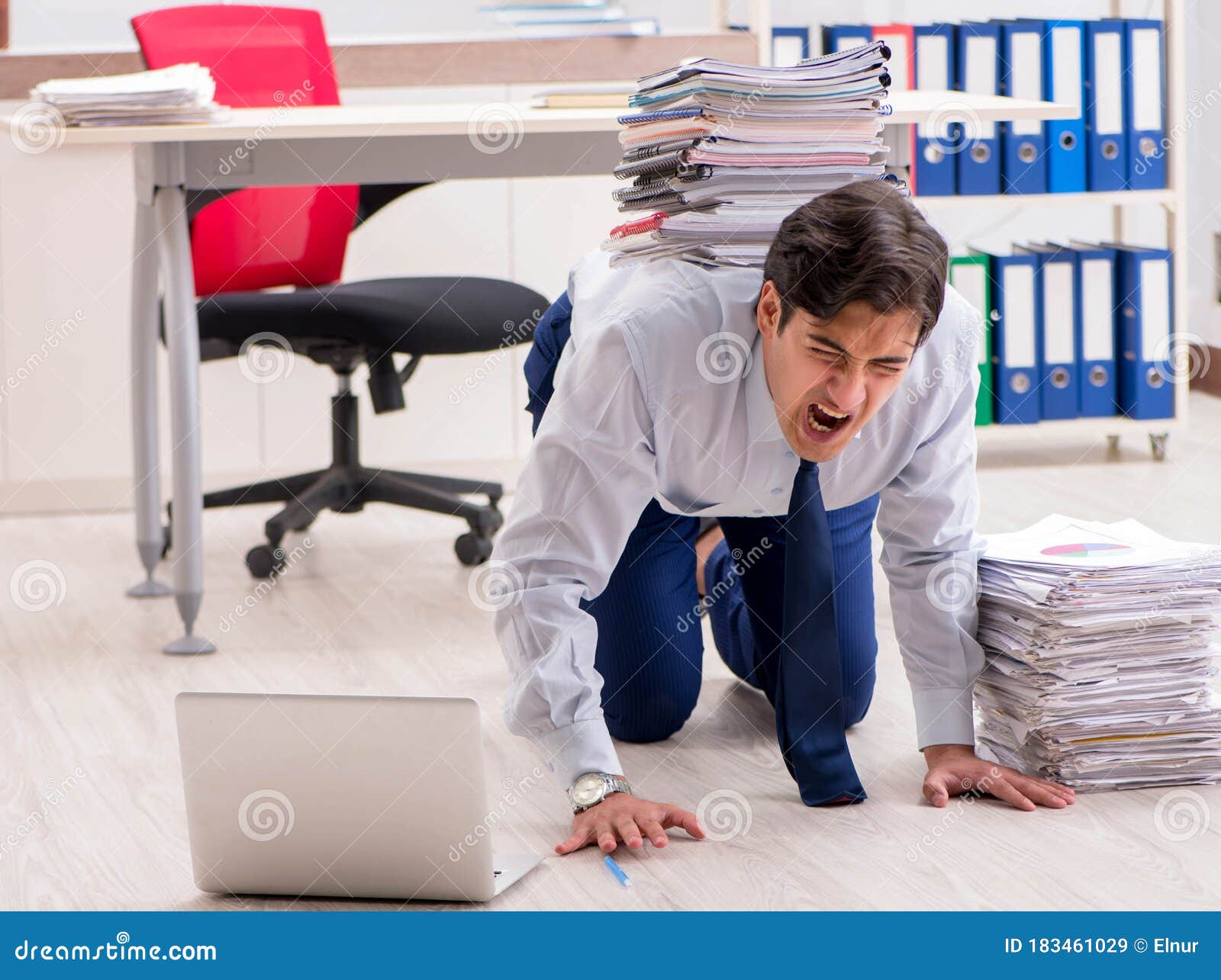 Extremely Busy Employee Working in the Office Stock Image - Image of ...
