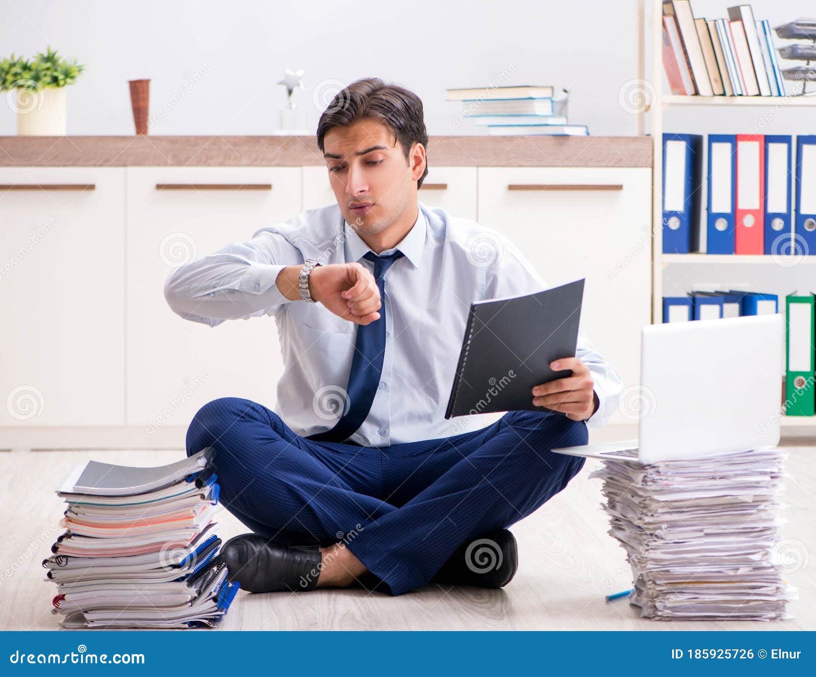 Extremely Busy Employee Working in the Office Stock Photo - Image of ...