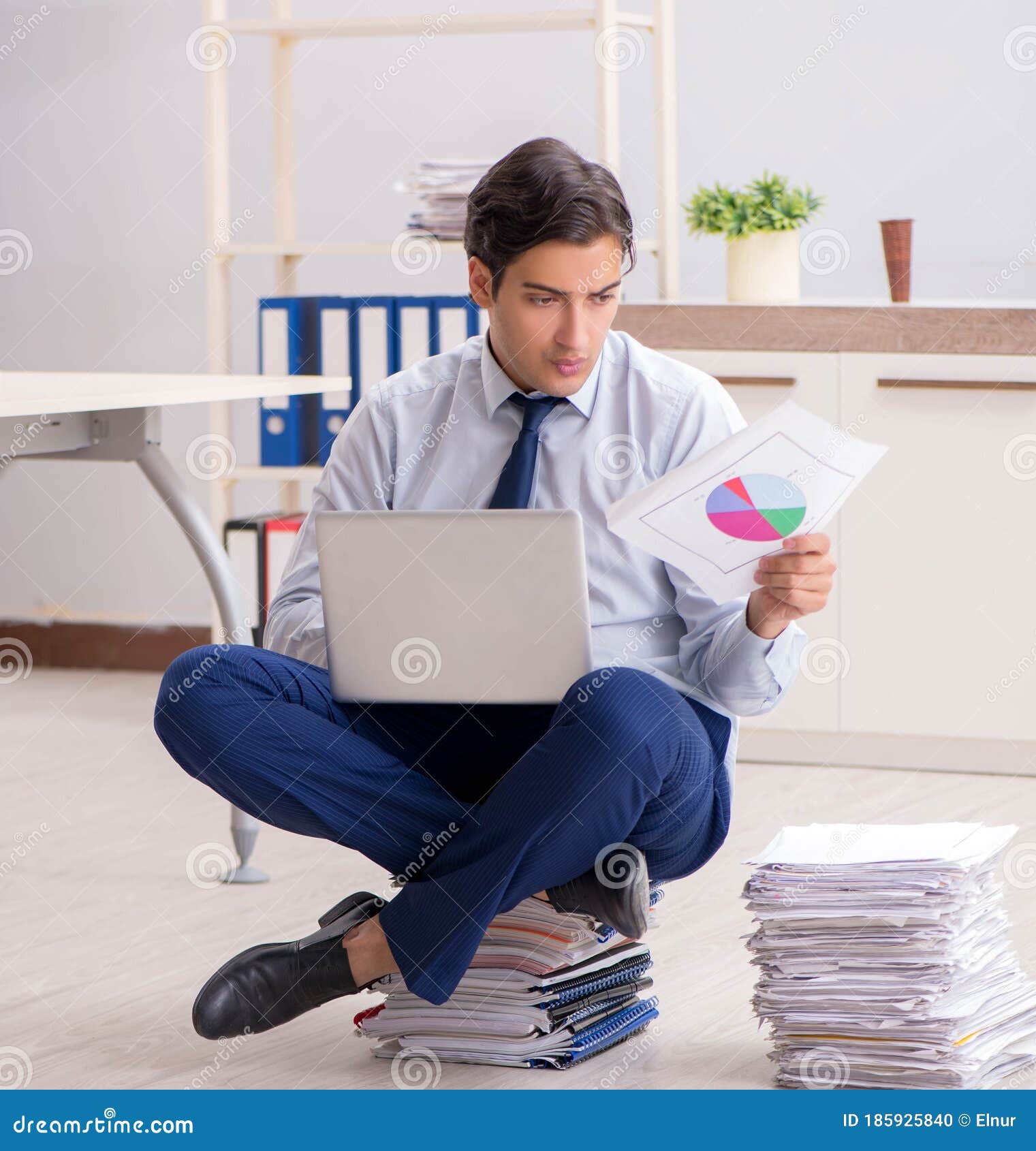 Extremely Busy Employee Working in the Office Stock Photo - Image of ...