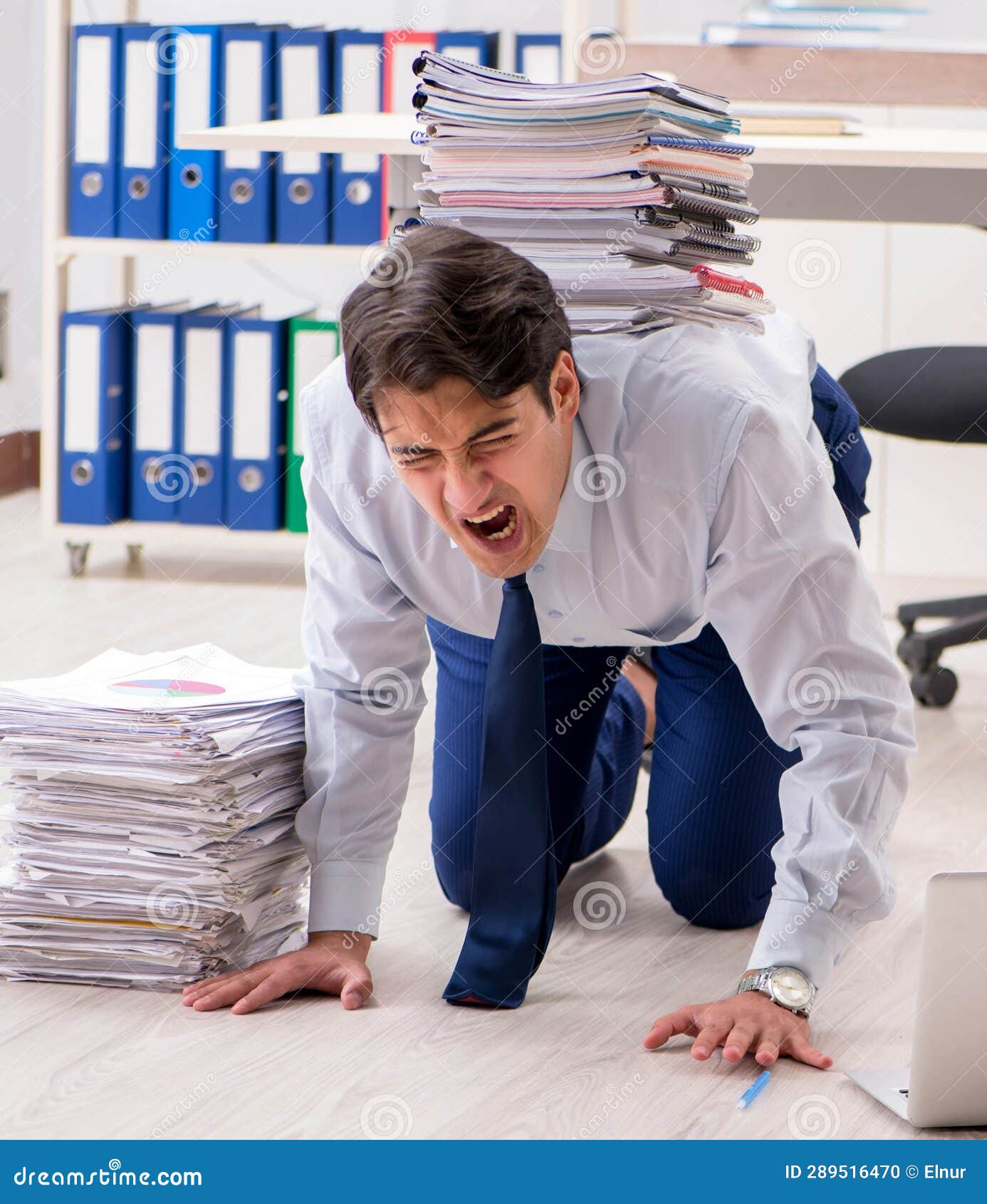 Extremely Busy Employee Working in the Office Stock Photo - Image of ...