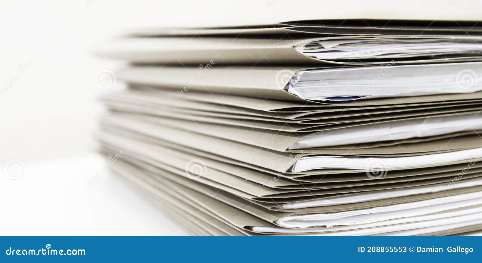 Extremely Close Up Stack of Documents Folders on Office Desk Waiting To ...