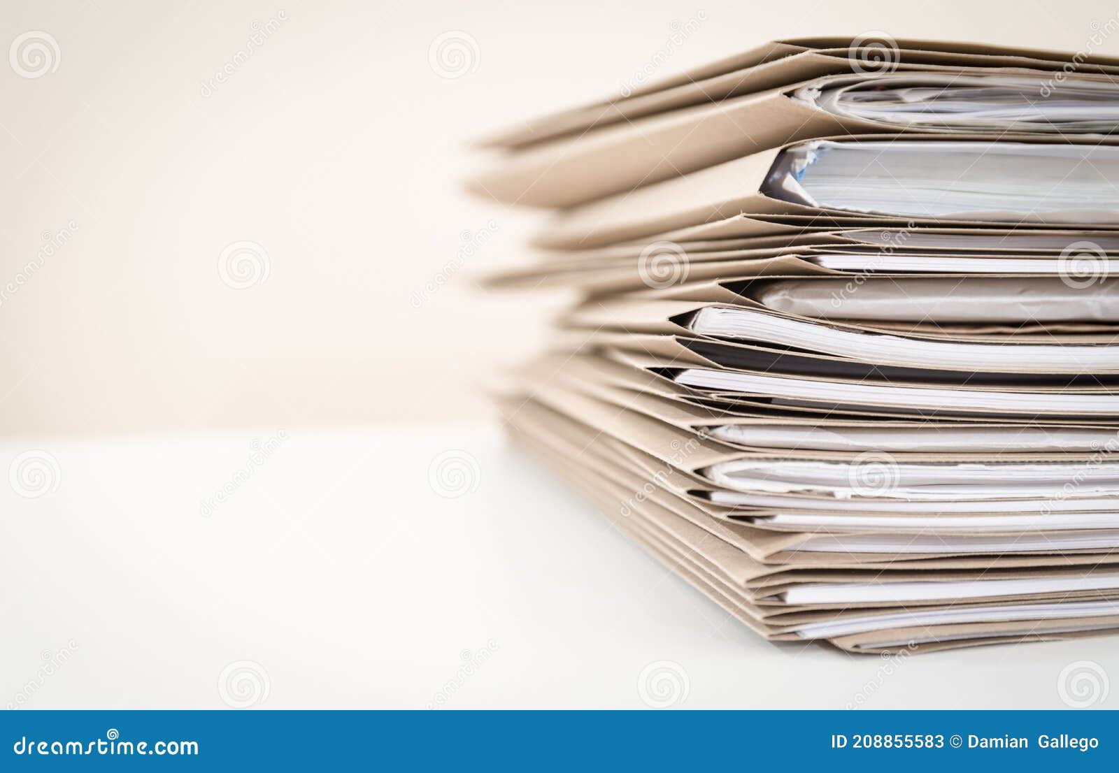 Extremely Close Up Stack of Documents Folders on Office Desk Waiting To ...