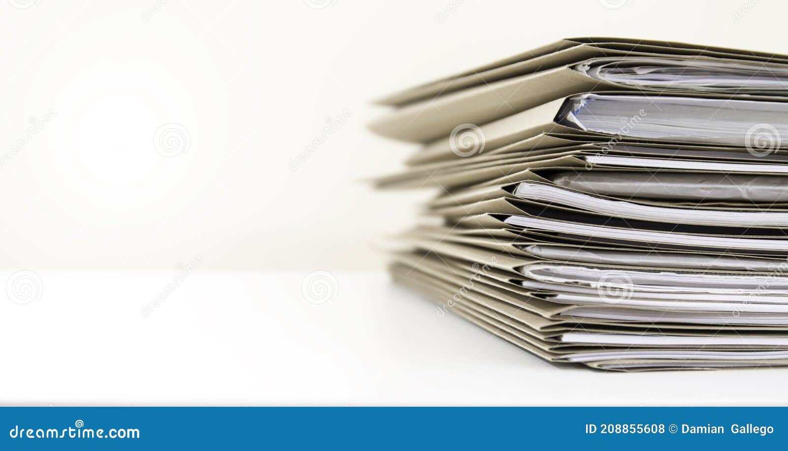 Extremely Close Up Stack of Documents Folders on Office Desk Waiting To ...