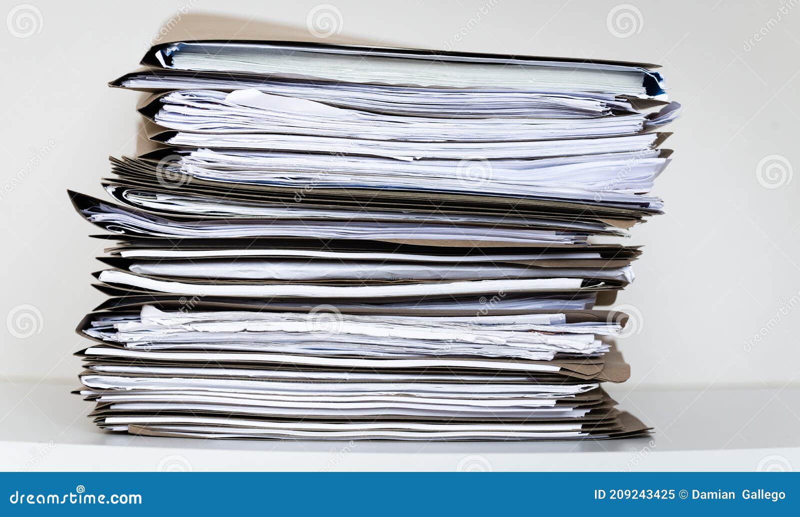 Extremely Close Up Stack of Documents Folders on Office Desk Waiting To ...