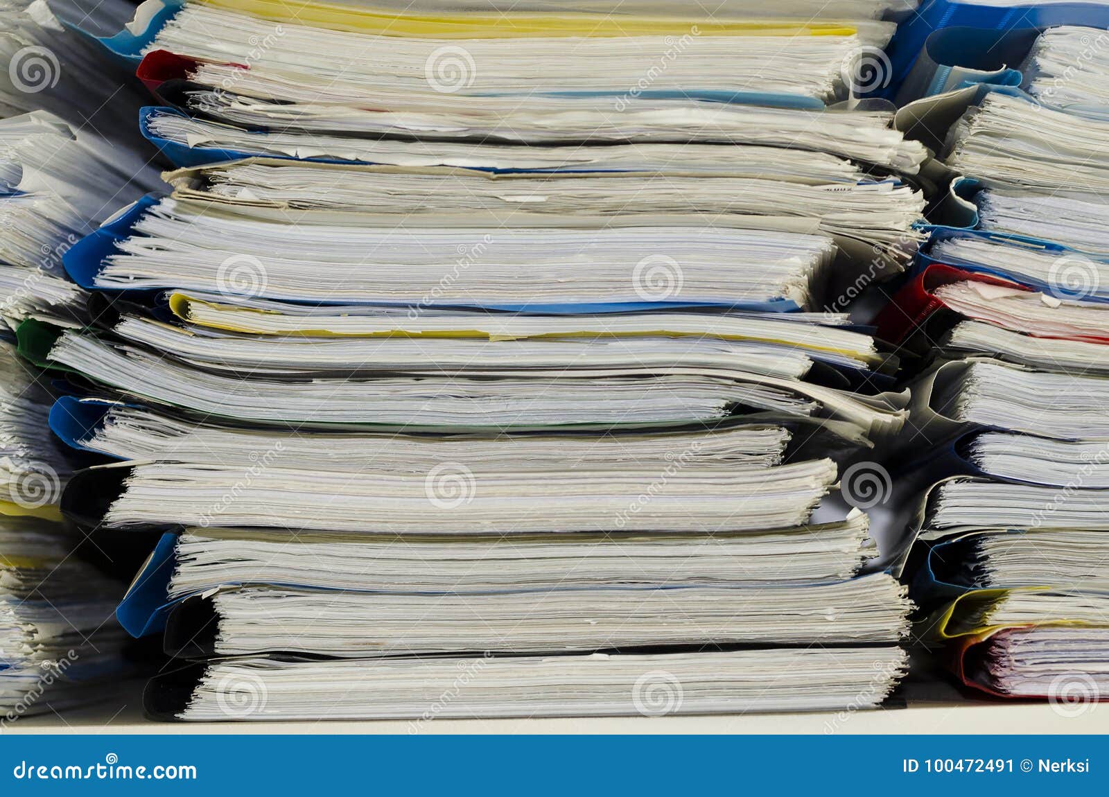 Extremely Close Up the Stacking of Office Documents Stock Image - Image ...