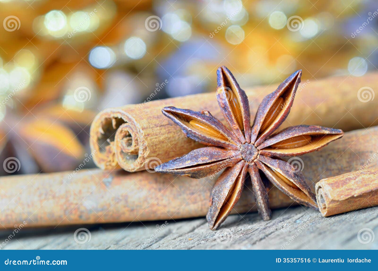 Extremely Closeup View of Anise Star and Cinnamon Sticks Stock Photo ...