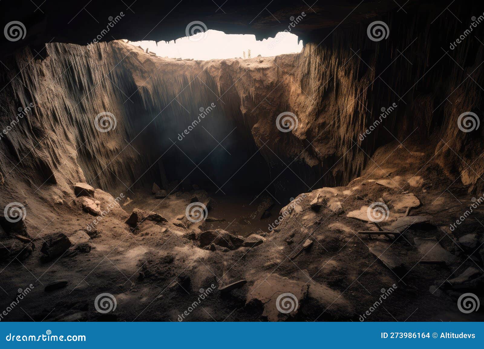 Extremely Deep Sinkhole, with Visible Sunlight at the Bottom Stock ...