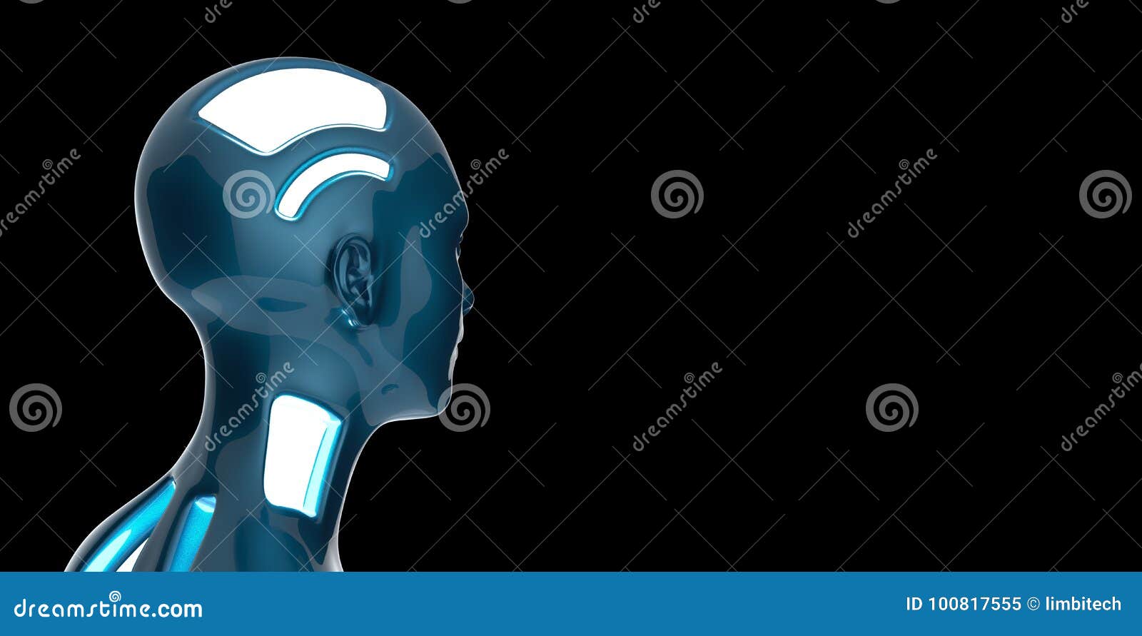 Humanoid Android Man Standing Cyberspace Binary Code. Robot Artificial ...