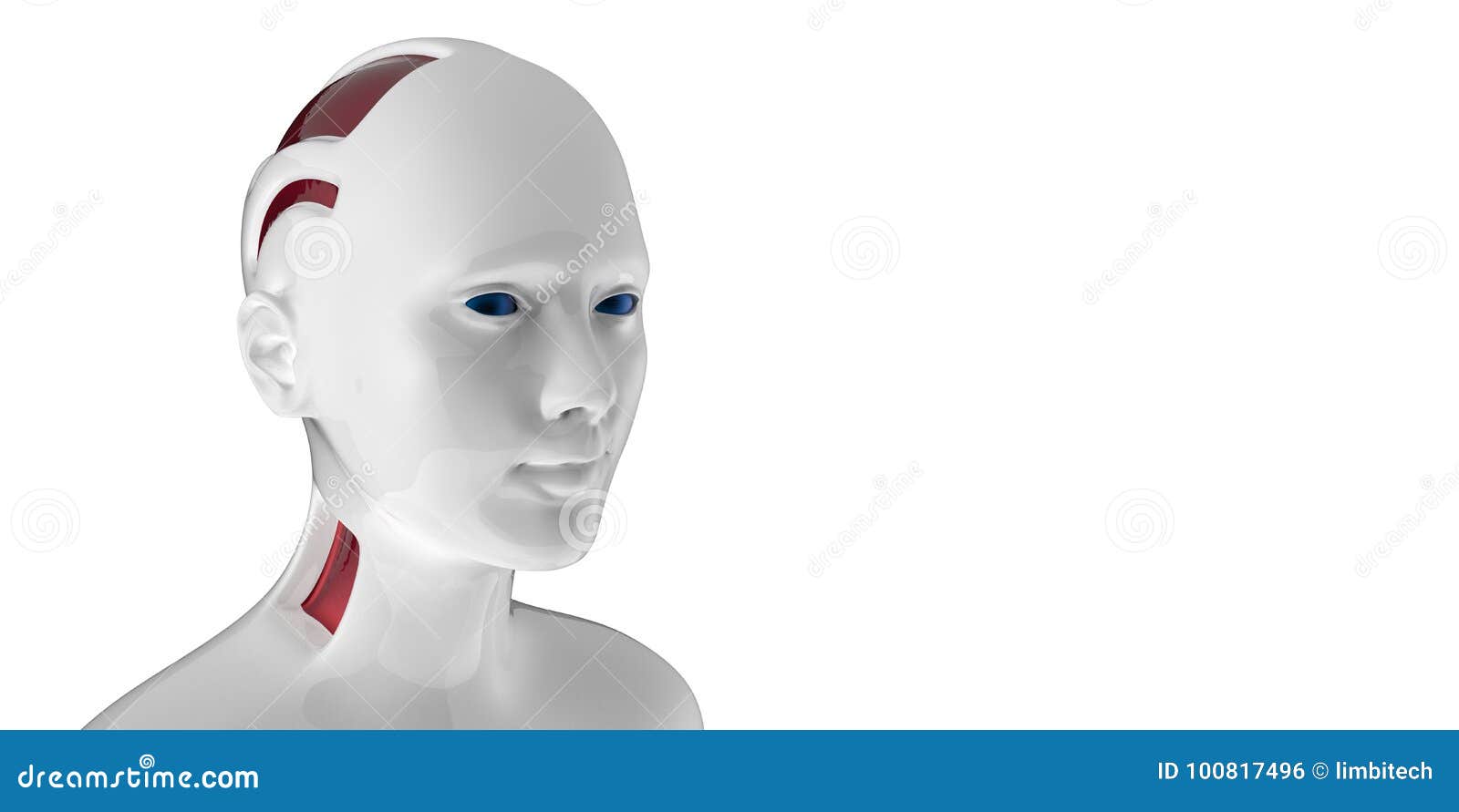 Humanoid Android Man Standing Cyberspace Binary Code. Robot Artificial ...