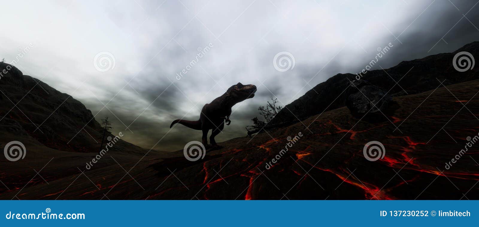 Dinosaur Extinction - Erupting Volcano Artwork Stock Image ...