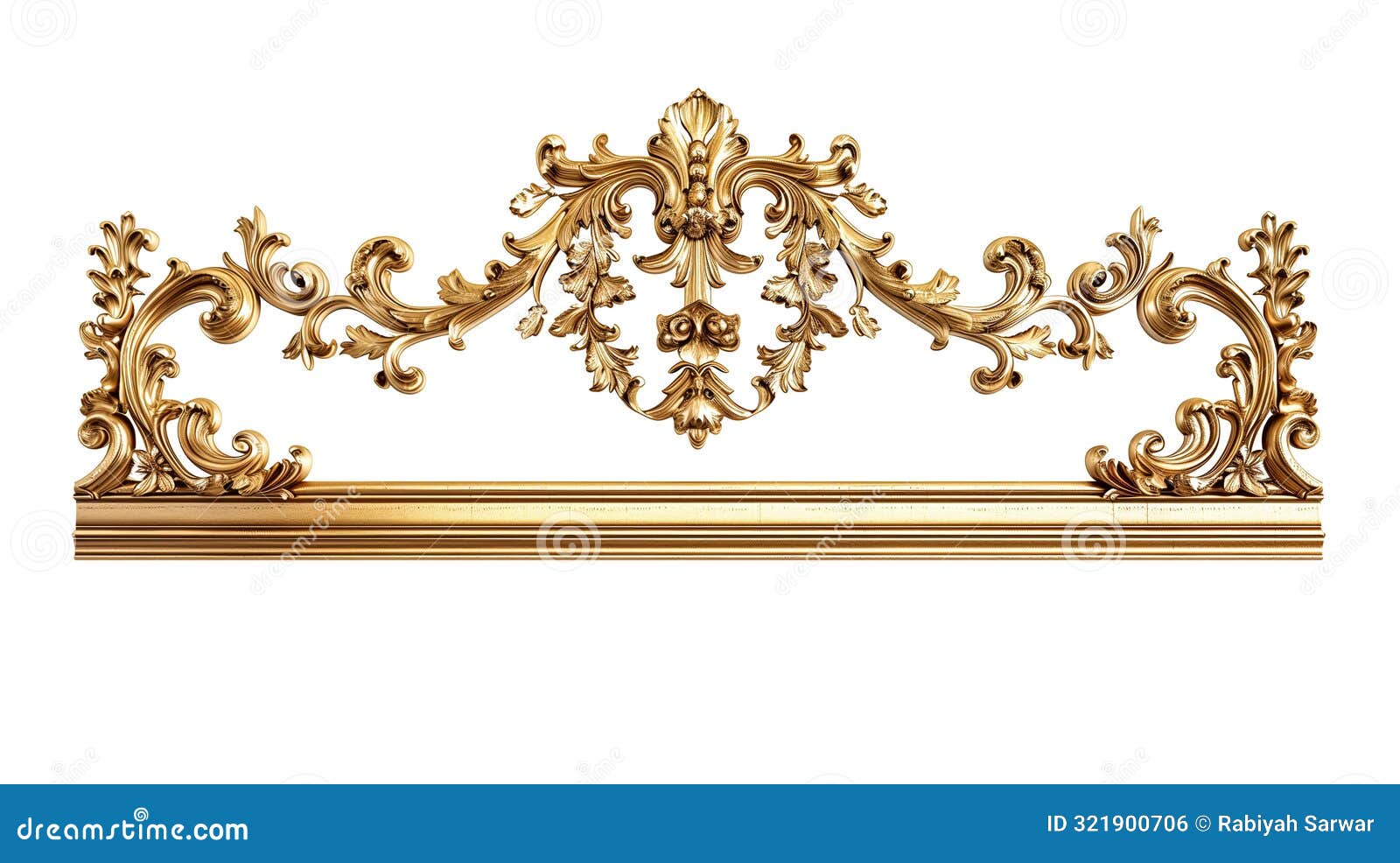 Extremely Long Golden Frame Isolated on White Background Stock ...