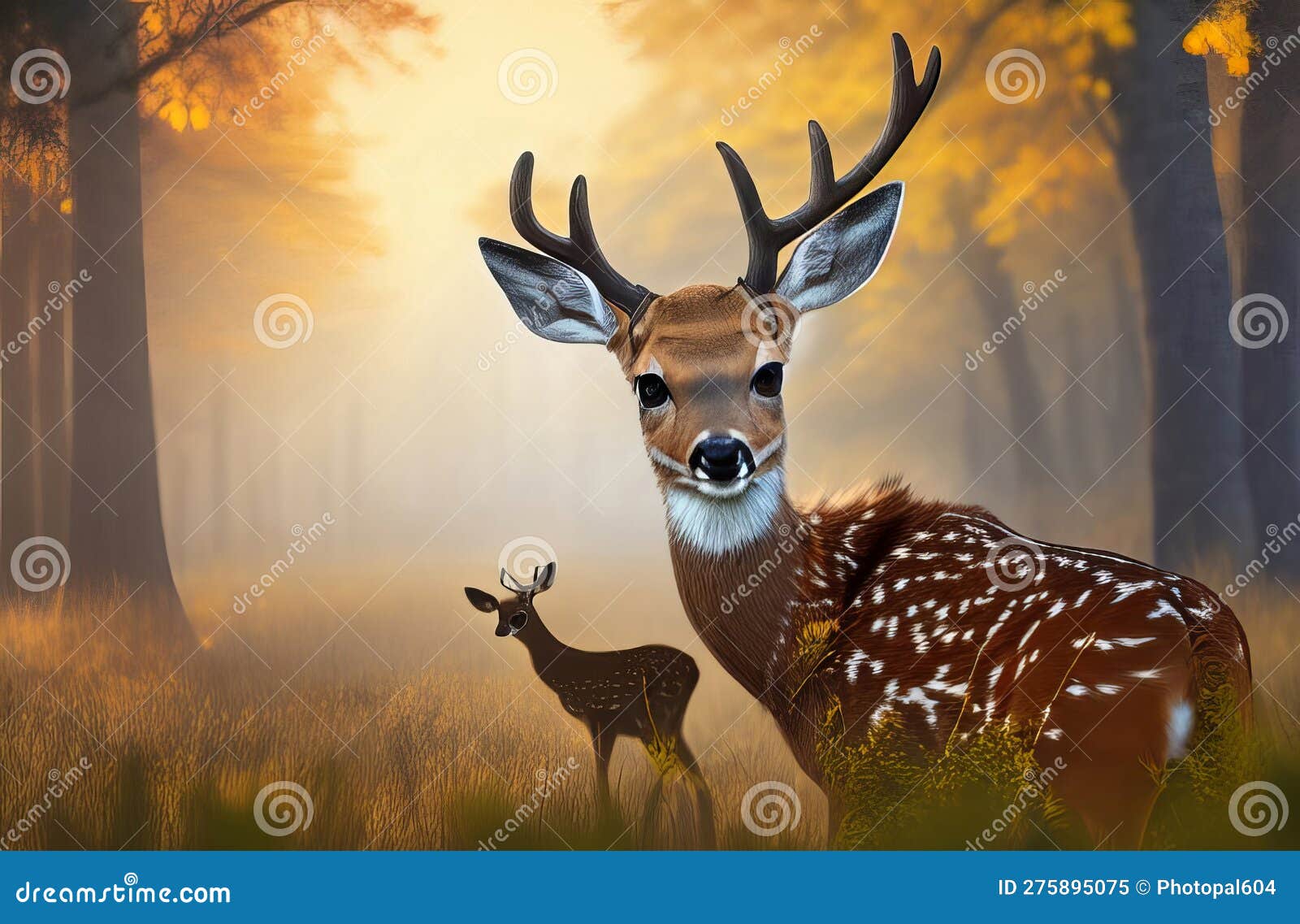 An Extremely Realistic Deer is Standing in the Grass. Stock ...