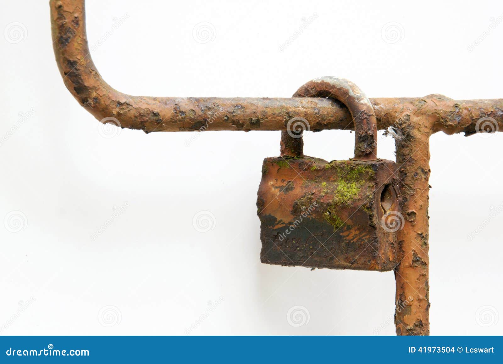 Extremely Rusted Padlock on Bar of Rusty Metal Gat Stock Photo - Image ...