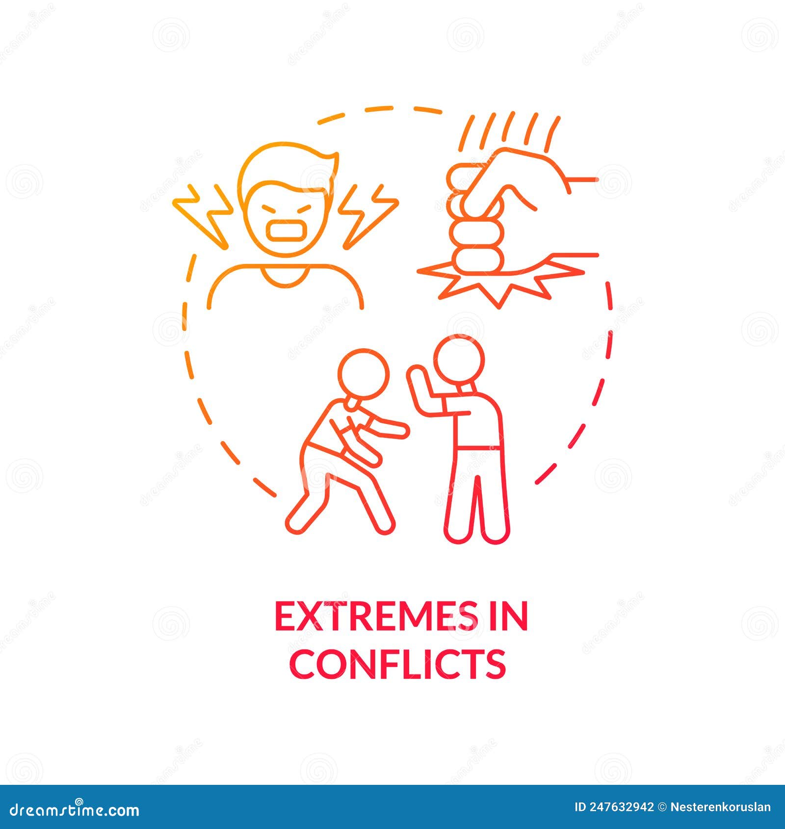 Extremes in Conflicts Red Gradient Concept Icon Stock Vector ...