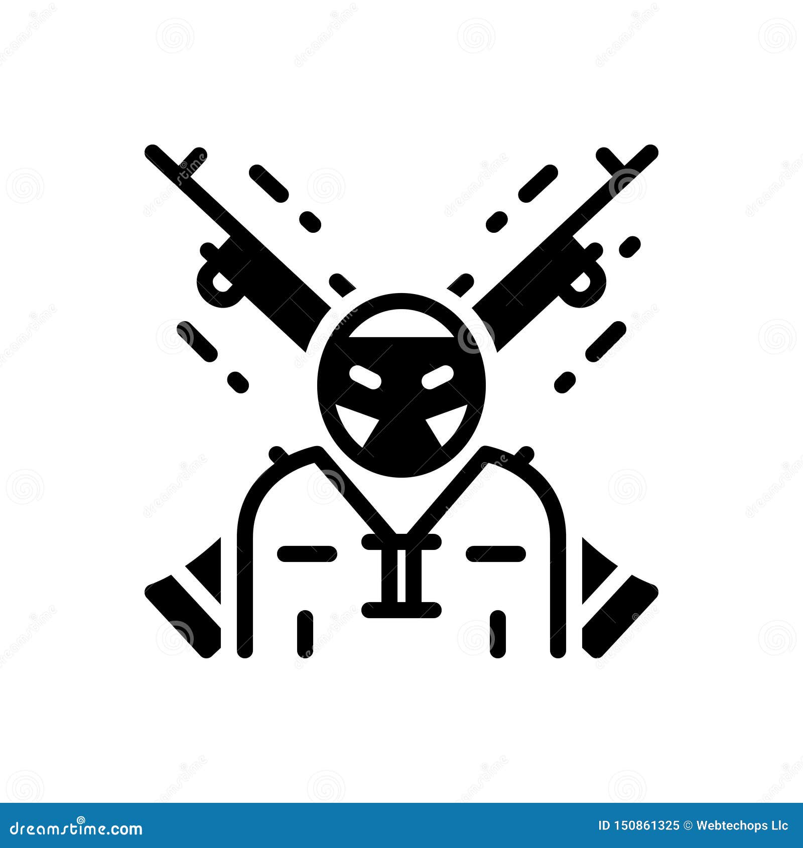Black Solid Icon for Extremist, Terrorist and Rebel Stock Vector ...