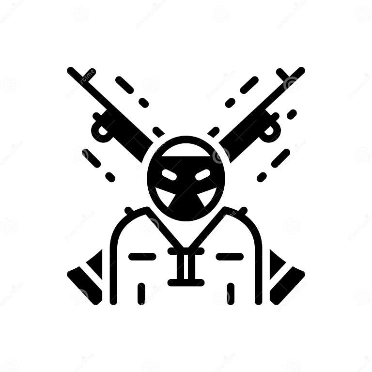 Black Solid Icon for Extremist, Terrorist and Rebel Stock Vector ...