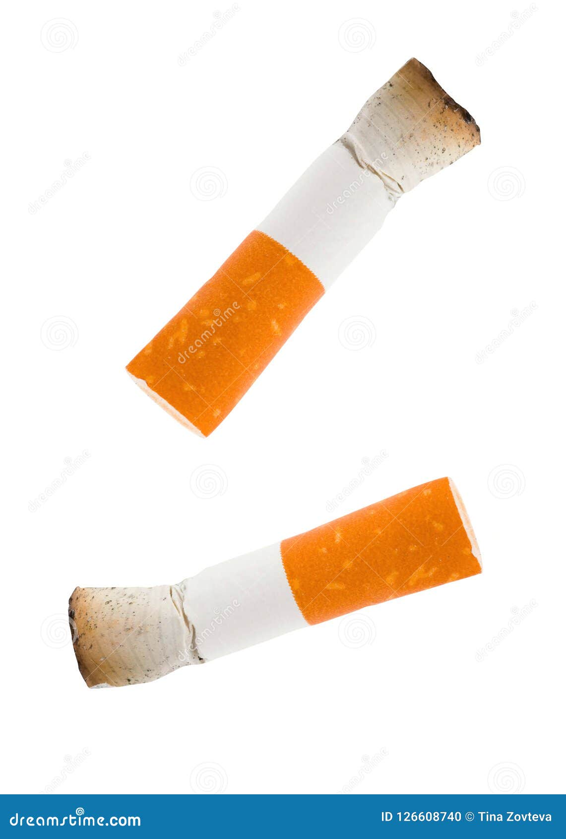 Extremo De Dos Cigarrillos Aislado En Blanco Foto de archivo - Imagen ...