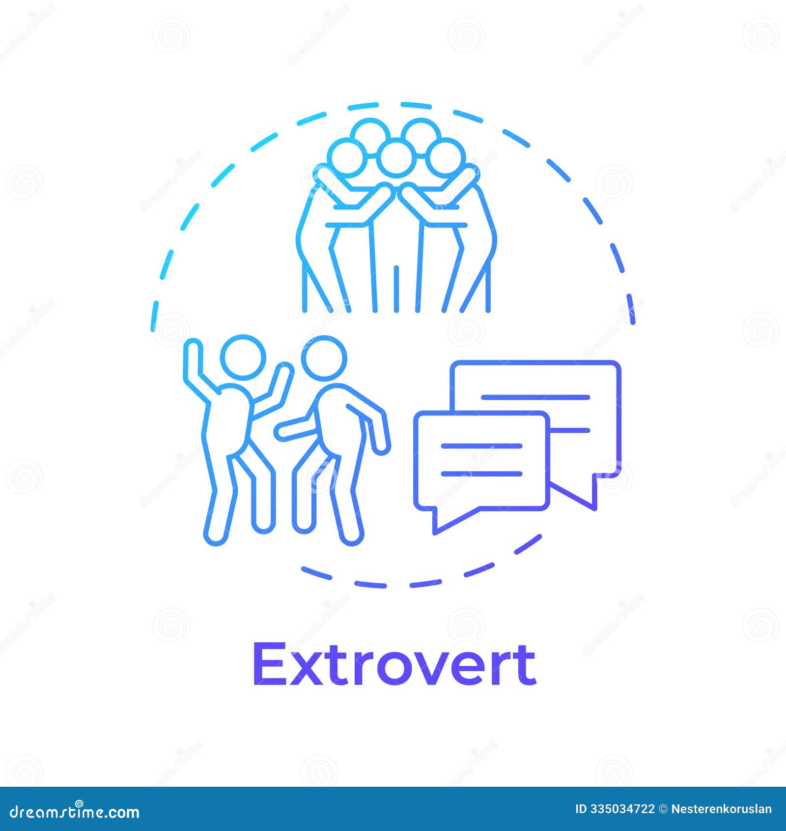 Extrovert Blue Gradient Concept Icon Vector Illustration ...