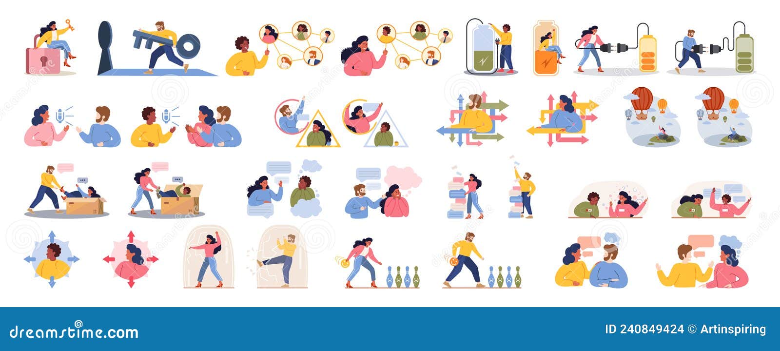 Extrovert Individuality Set. Extraversion Character Enjoying ...