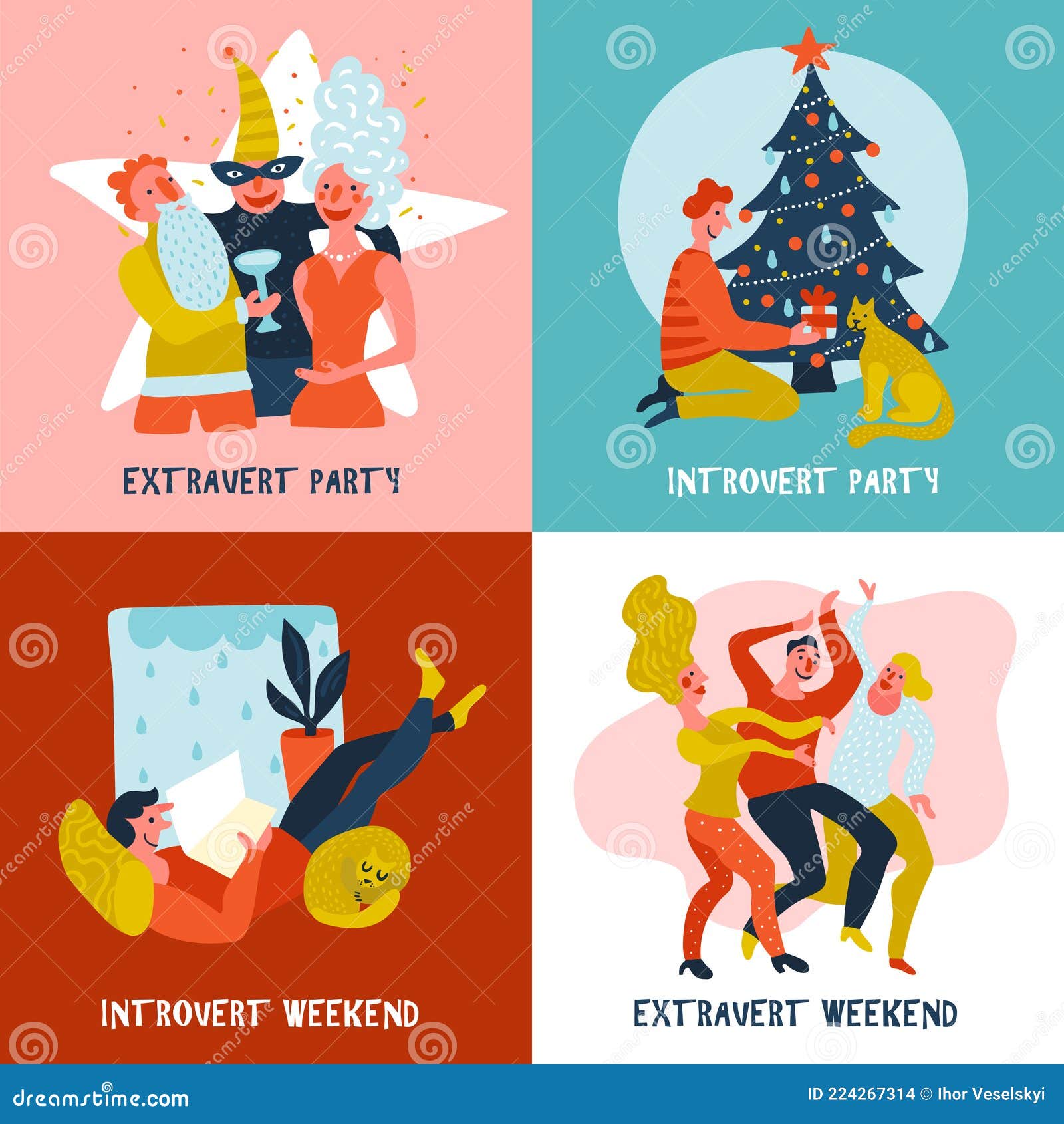 Extrovert Introvert Design Concept Stock Vector - Illustration of ...