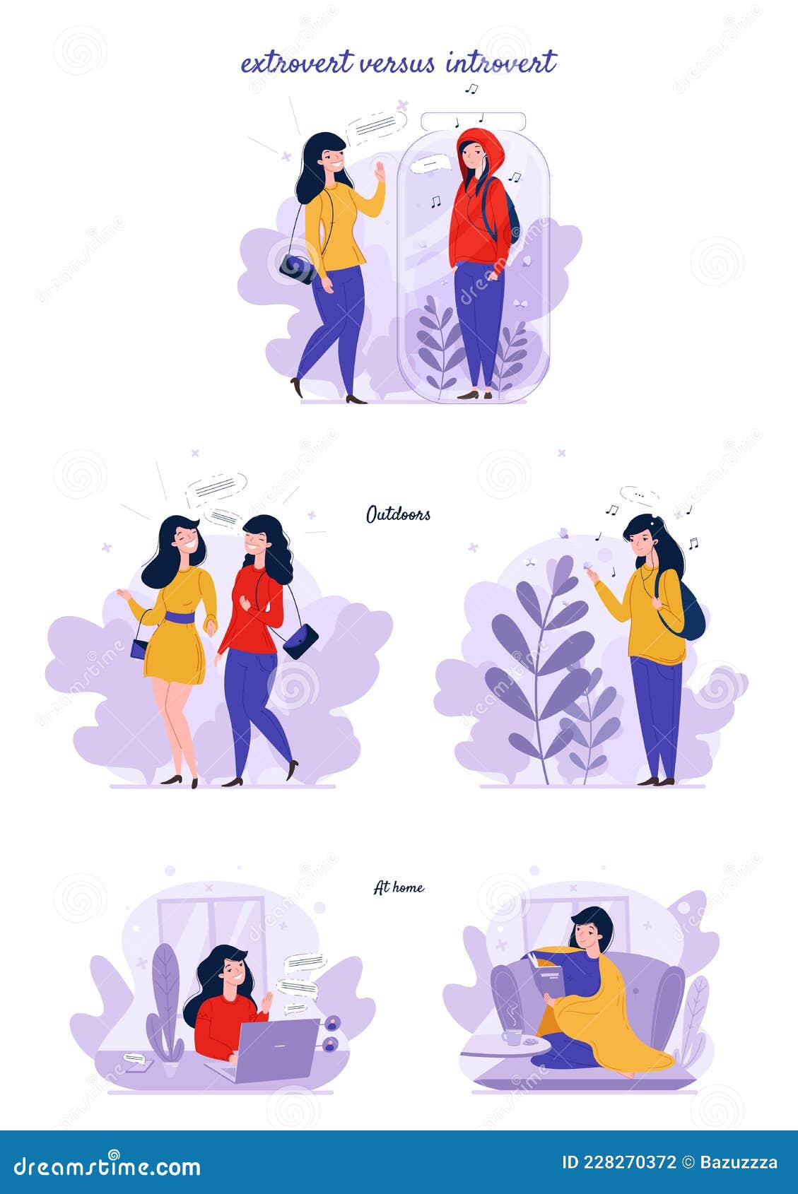 Extrovert and Introvert Personality Types. Extraverted, Introverted ...