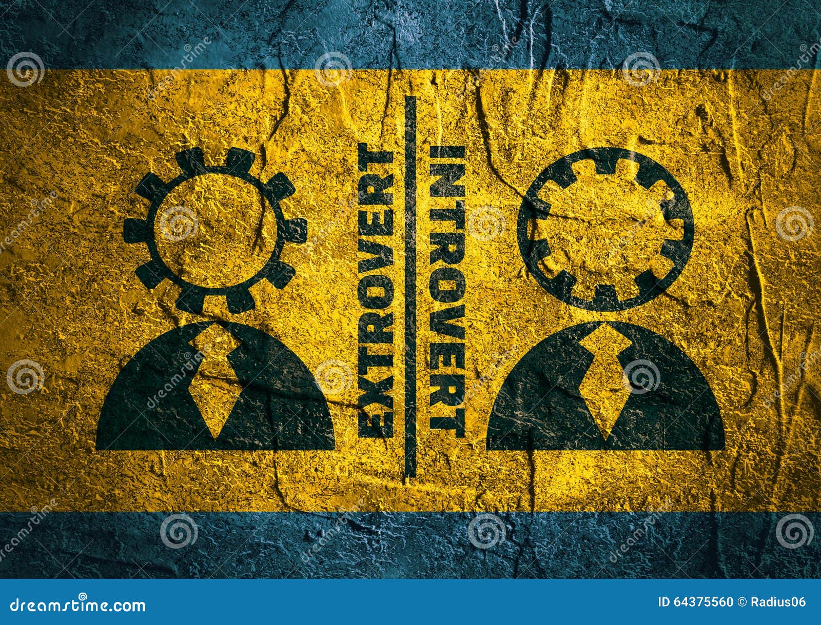 Extrovert Vs Introvert Metaphor on Concrete Wall Stock Illustration ...