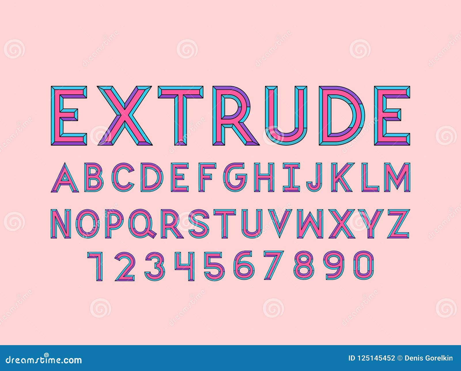 Extrude Font. Vector Alphabet Stock Vector - Illustration of displace ...