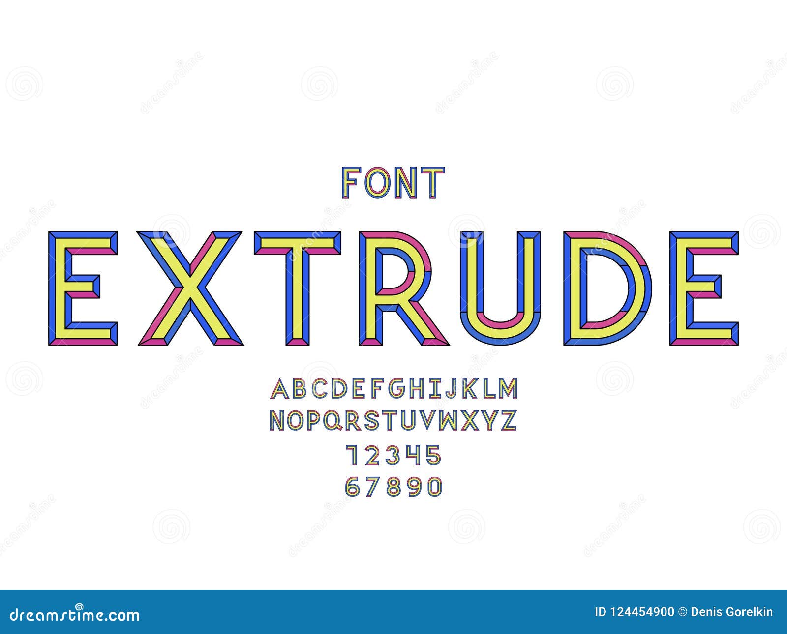 Extrude Font. Vector Alphabet Stock Vector - Illustration of latin ...