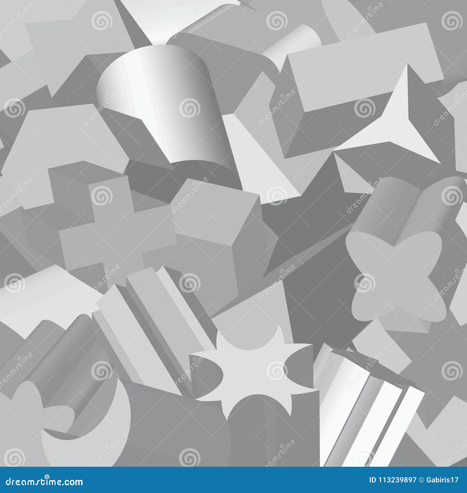 Extruded 3D Shapes Overlapping, in Gray Scale Stock Vector ...