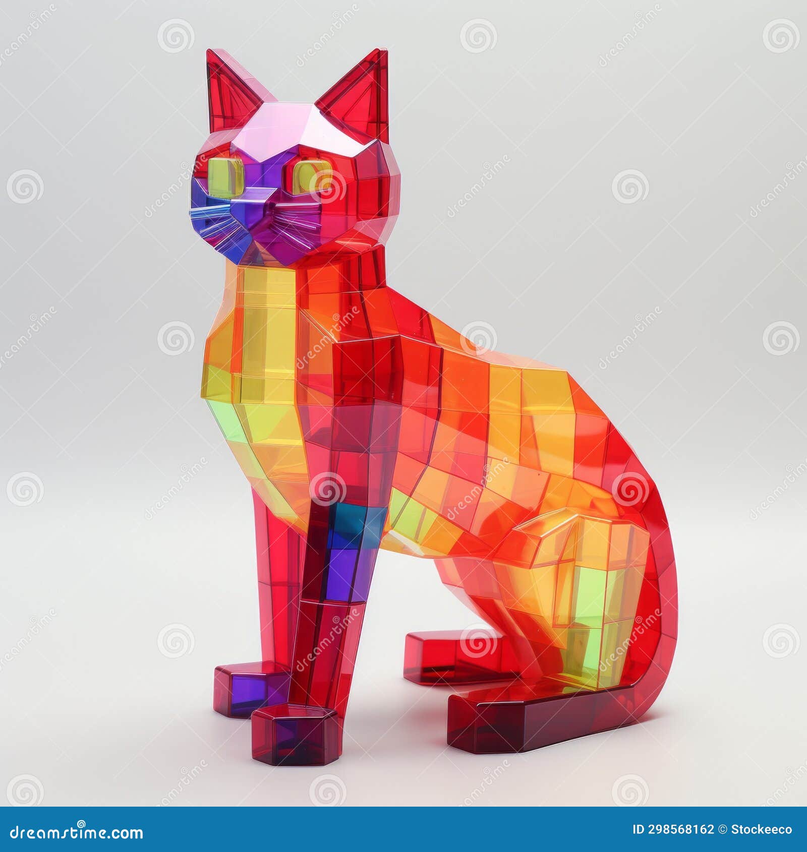 Extruded Design Colored Cat Figure in Glass Structure Stock ...