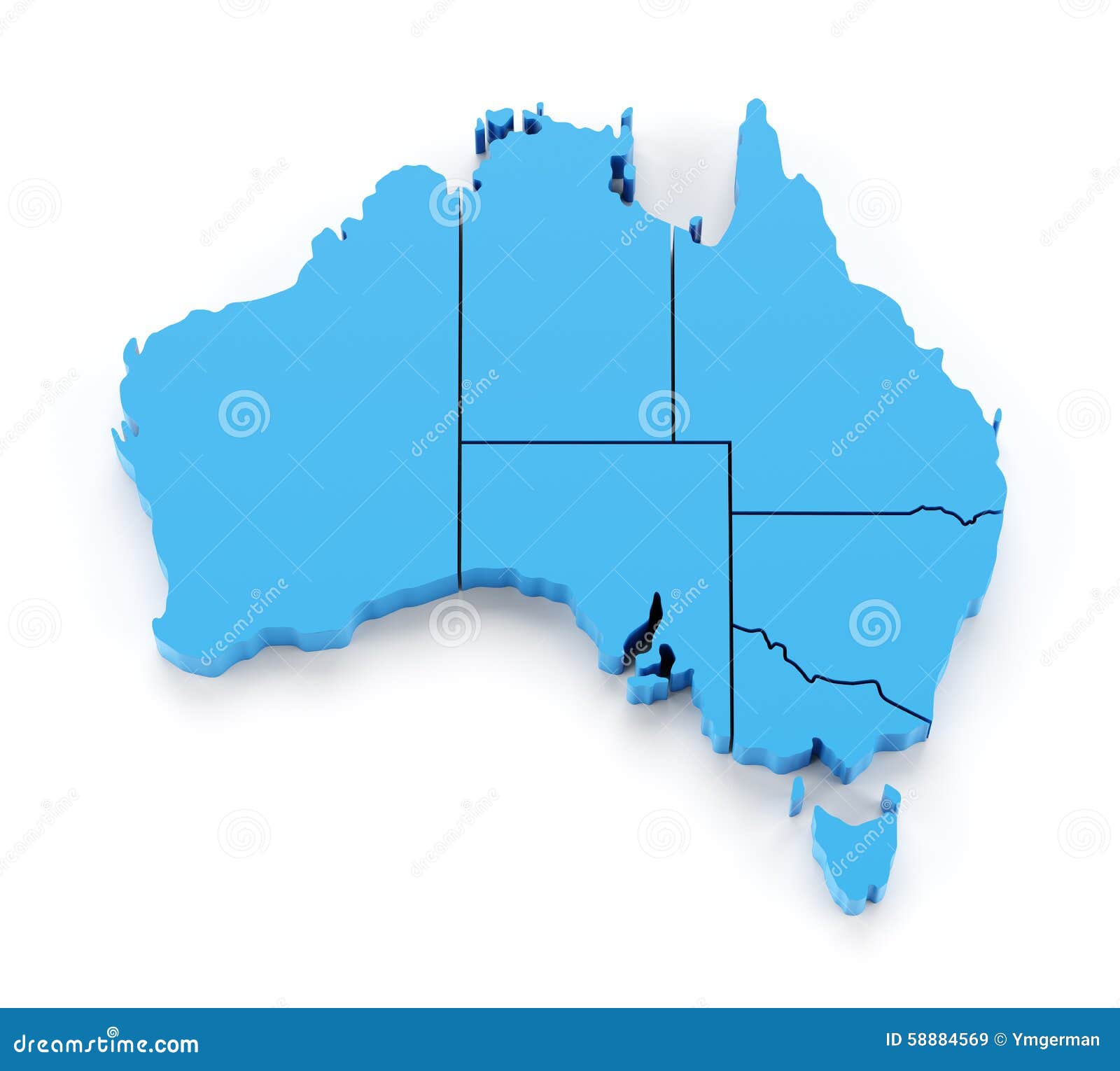 Extruded Map of Australia with State Borders Stock Illustration ...
