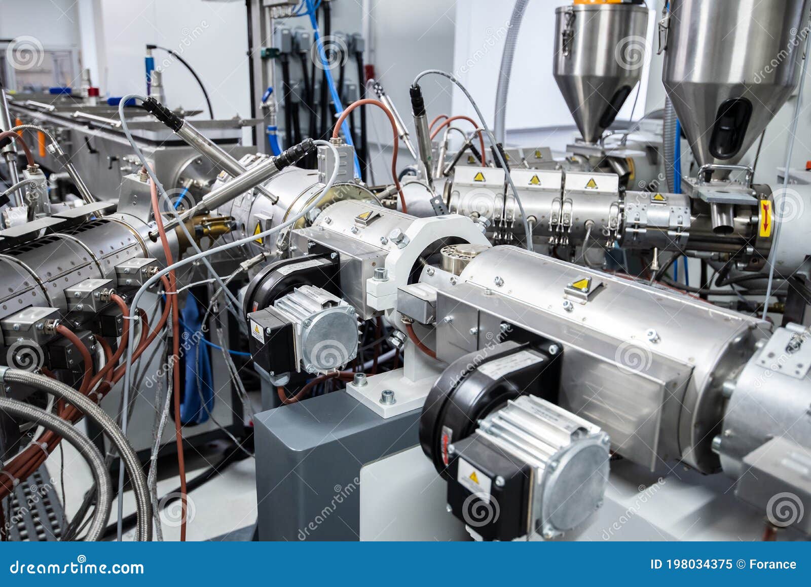 Extruder Machine for Extrusion of Plastic Material, Close-up View Stock ...