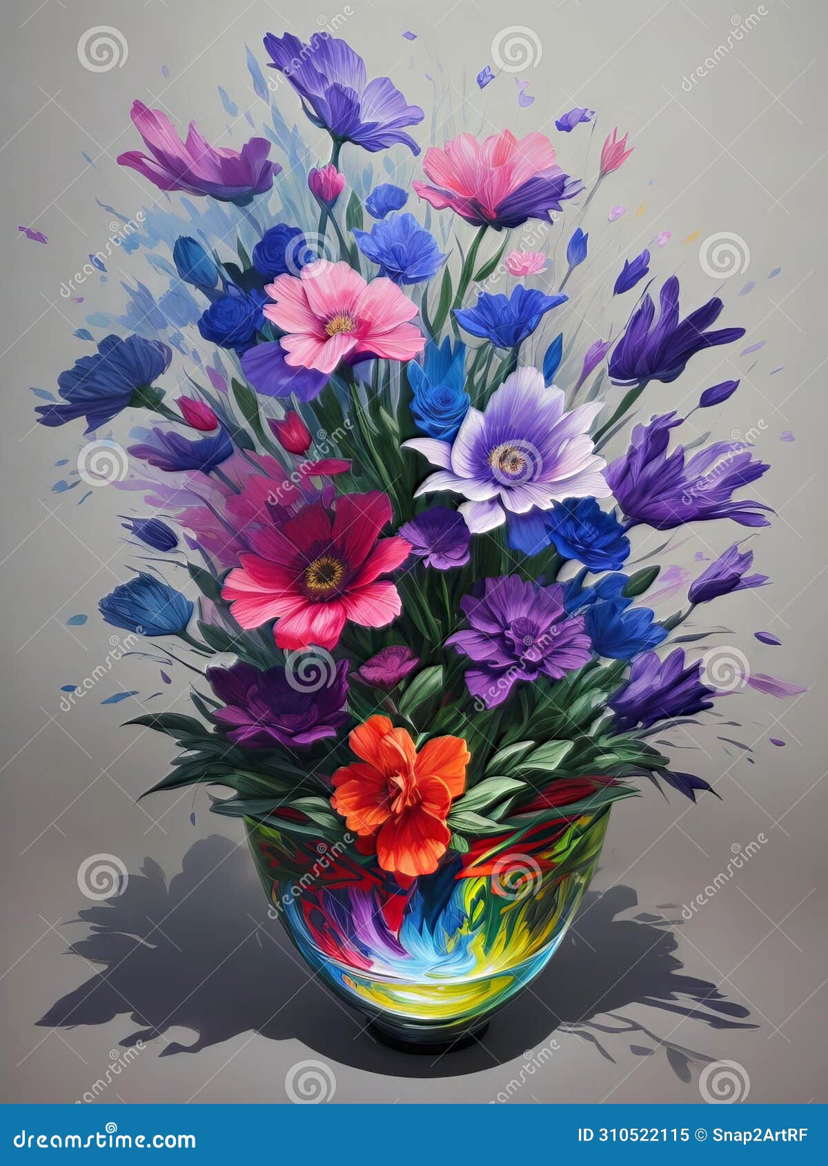 Exuberant Bloom Painting - an Expressive Floral Rhapsody, Created with ...