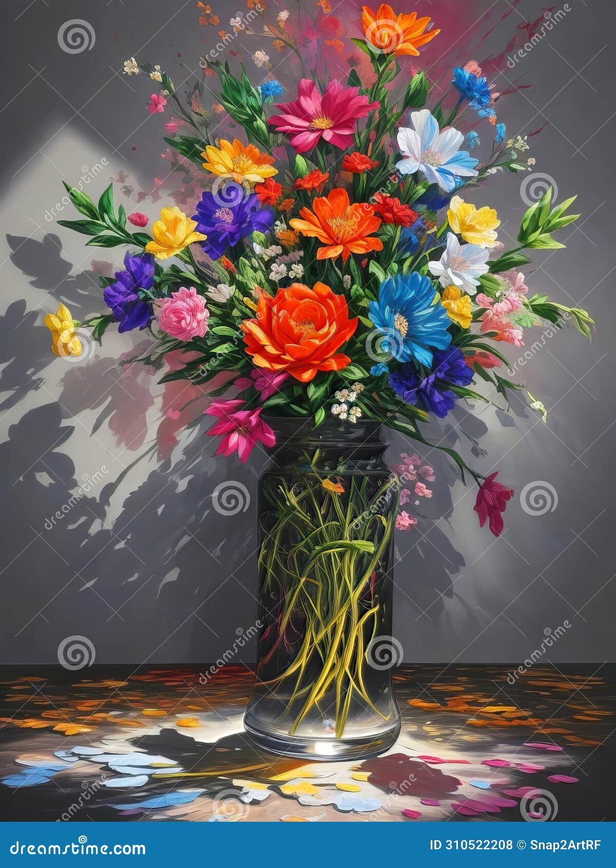 Exuberant Bloom Painting - an Expressive Floral Rhapsody, Created with ...