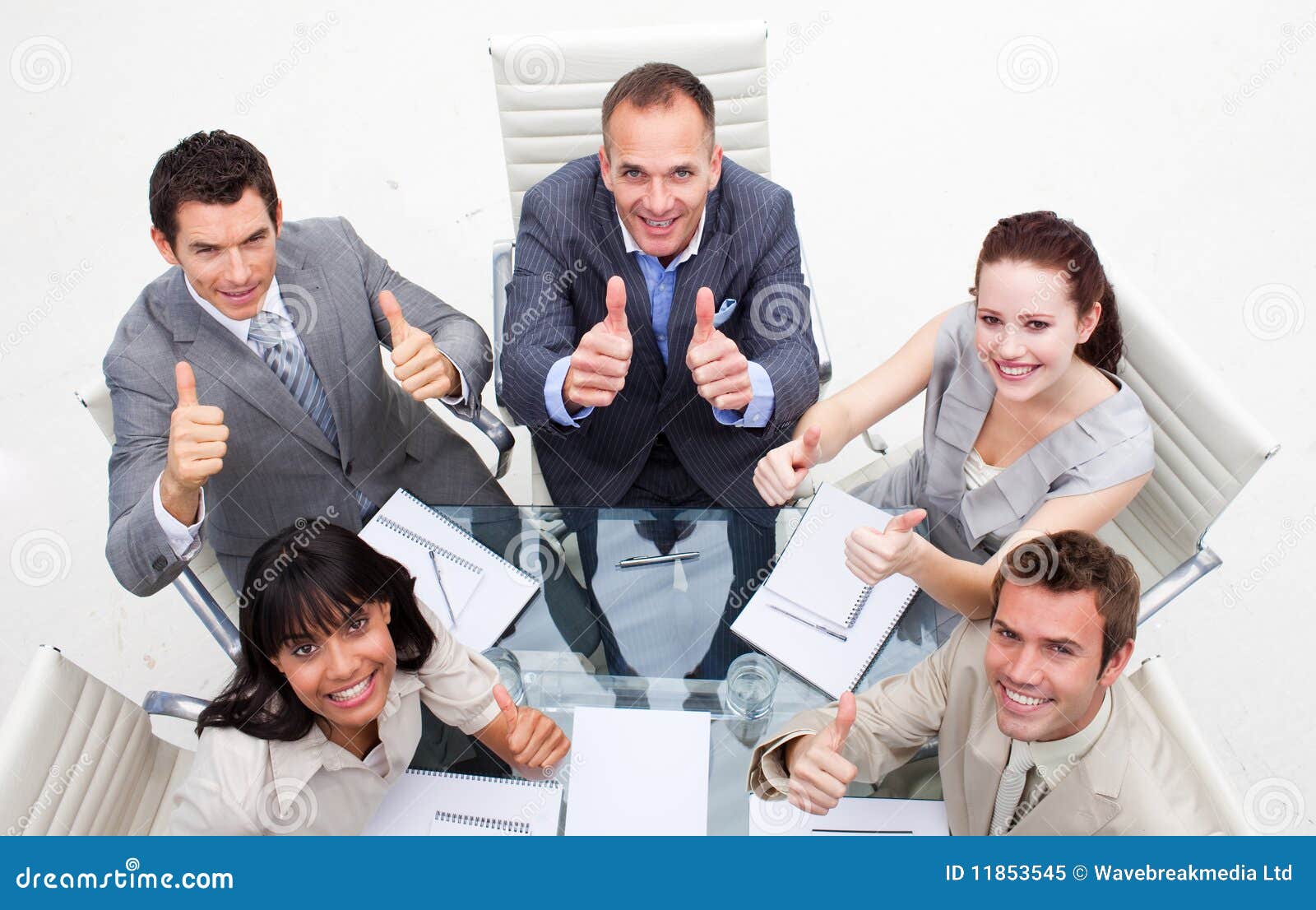 Exuberant Business Team with Thumbs Up Stock Image - Image of meeting ...