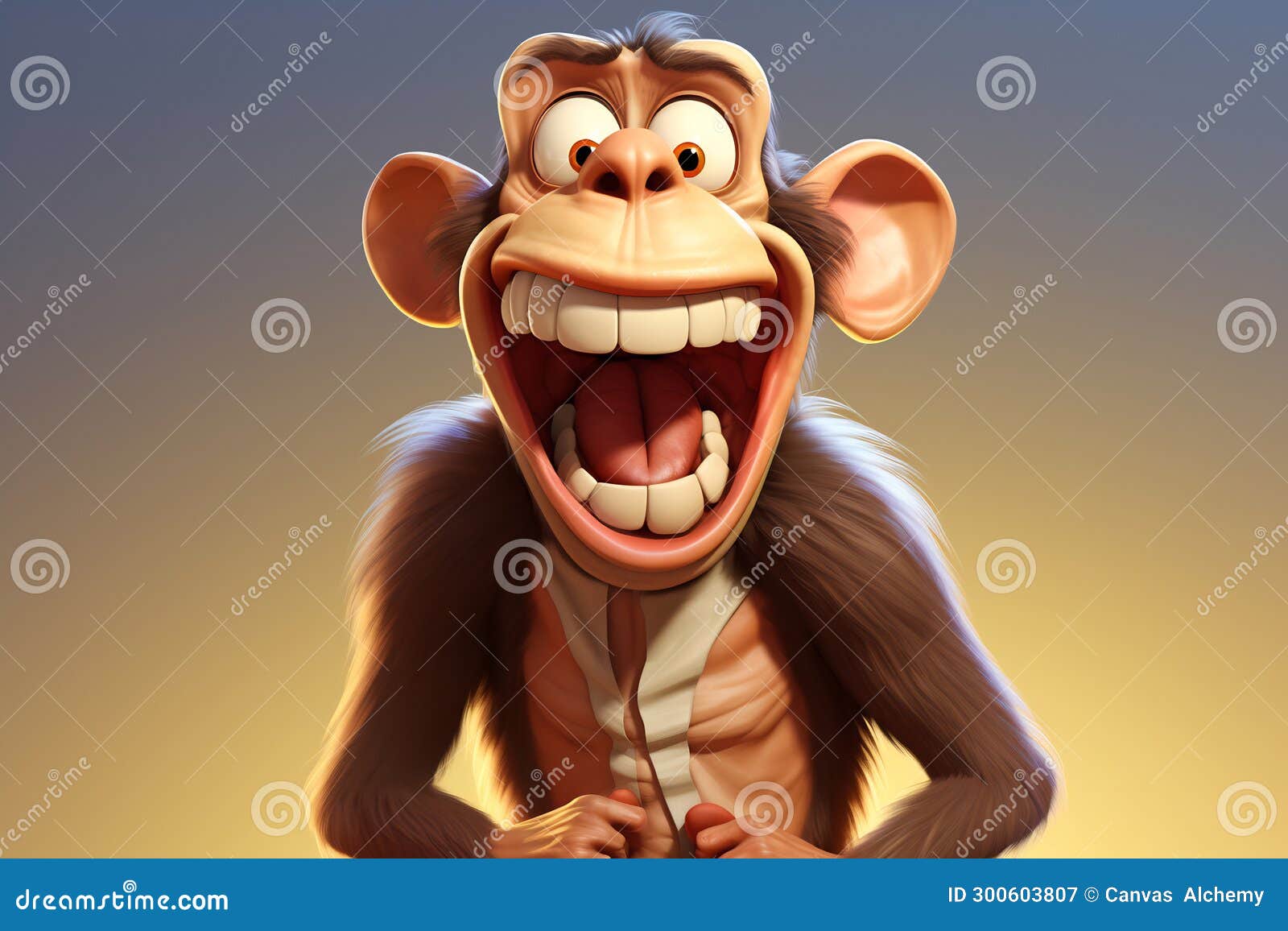 Exuberant Cartoon Monkey stock image. Image of laughter - 300603807