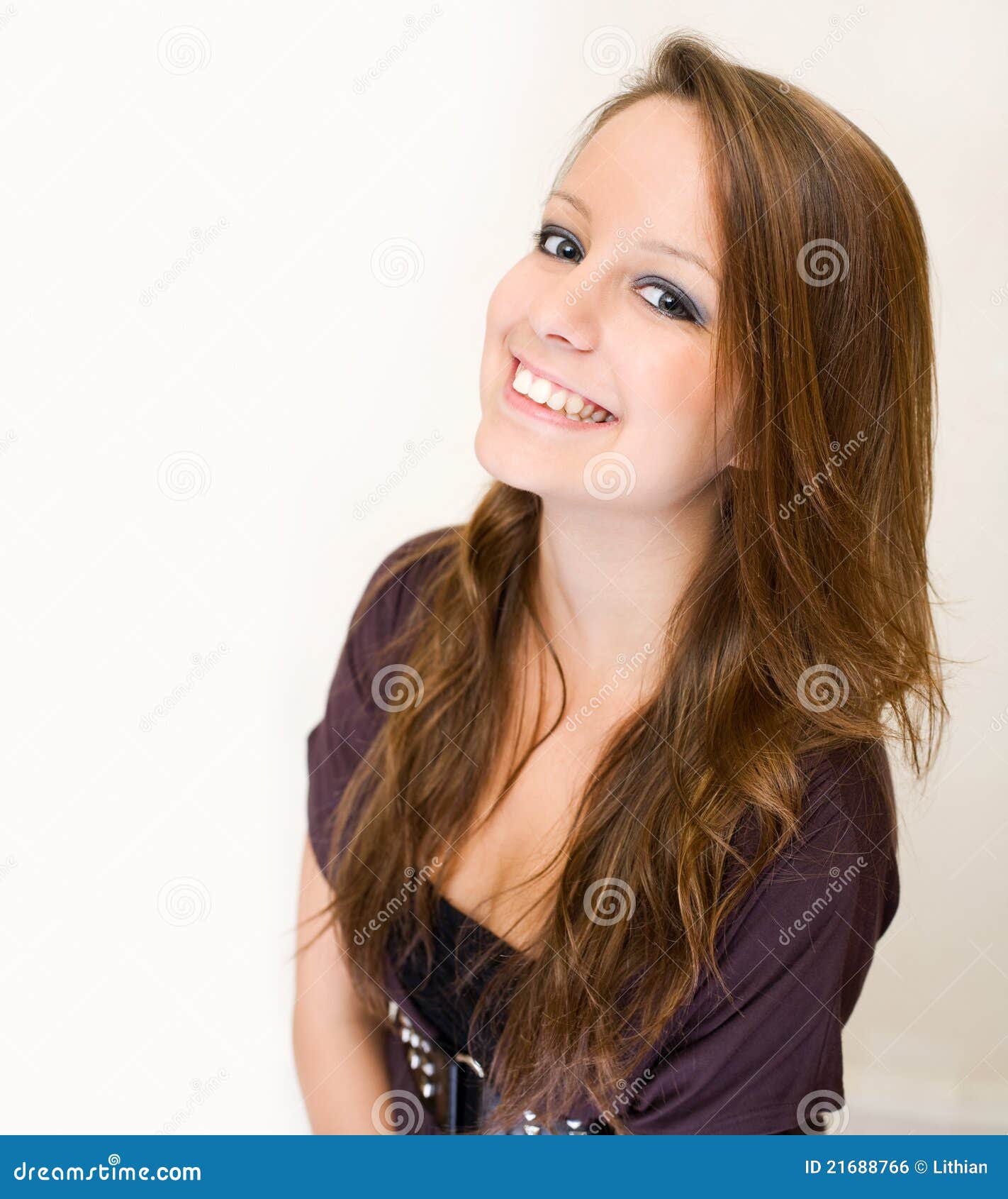 Exuberant Young Brunette Woman. Stock Photo - Image of cute, friendly ...