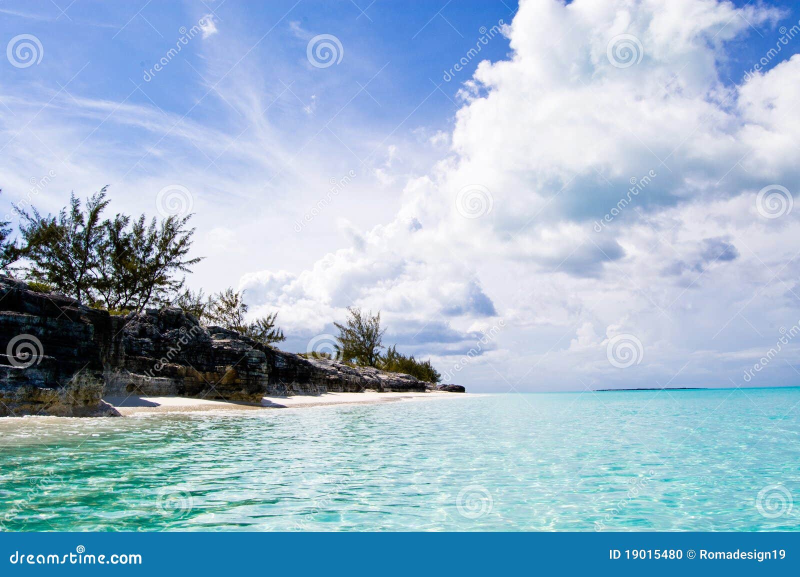 Exuma stock photo. Image of shoreline, great, clouds - 19015480