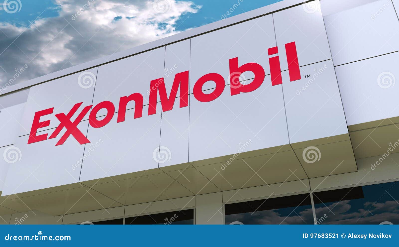 ExxonMobil Logo on the Modern Building Facade. Editorial 3D Rendering ...
