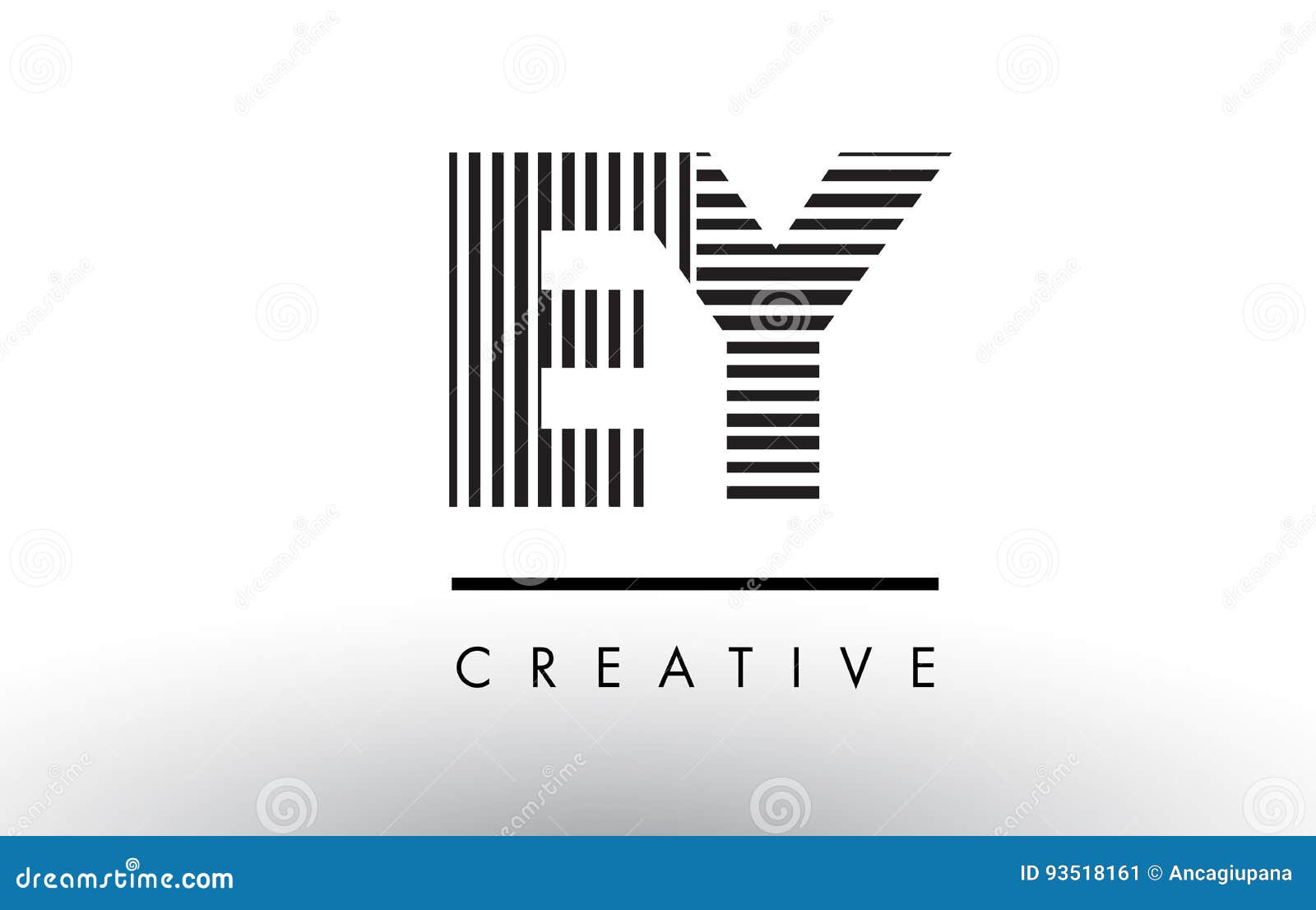 EY E Y Black and White Lines Letter Logo Design. Stock Vector ...