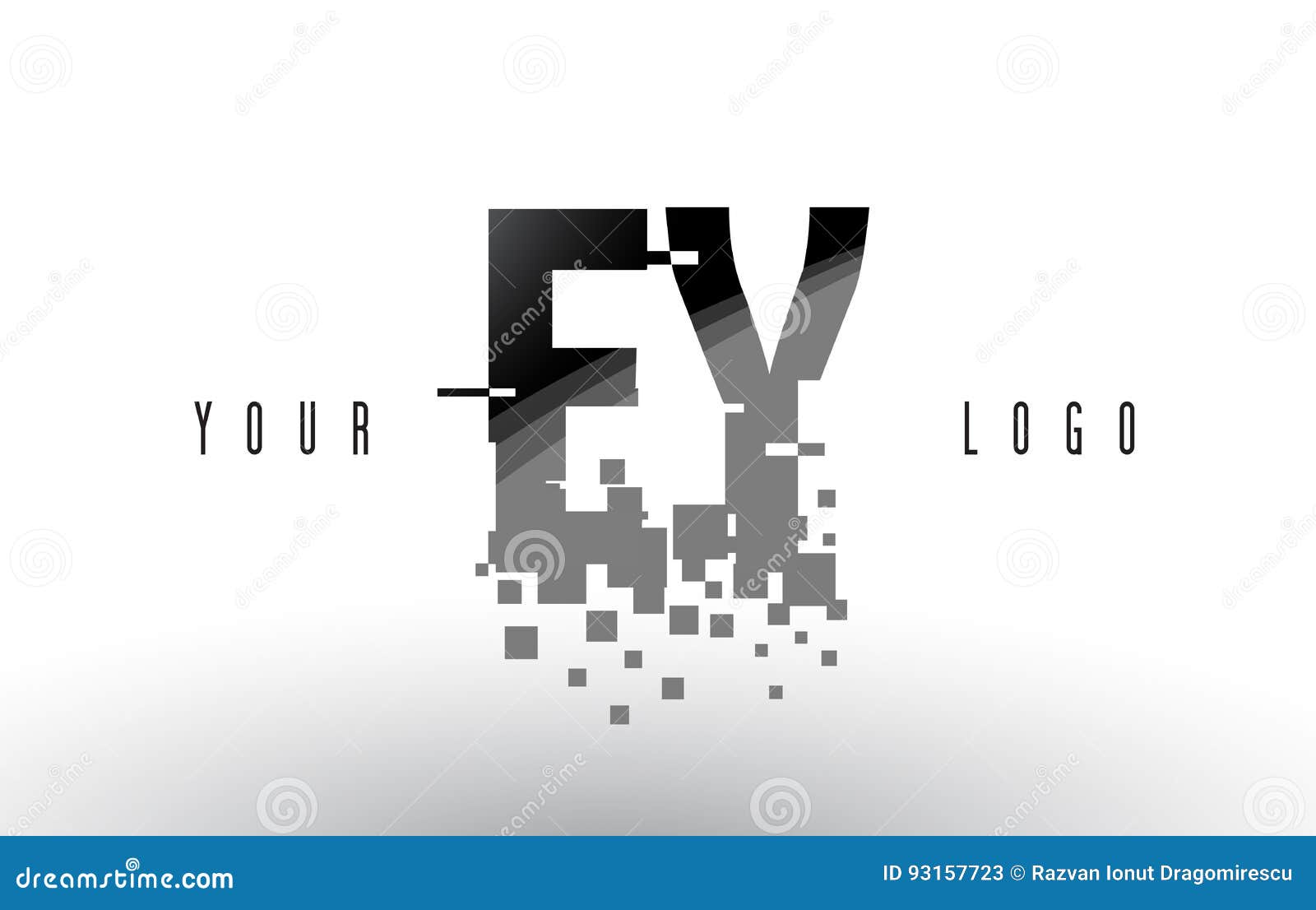 EY E Y Pixel Letter Logo with Digital Shattered Black Squares Stock ...