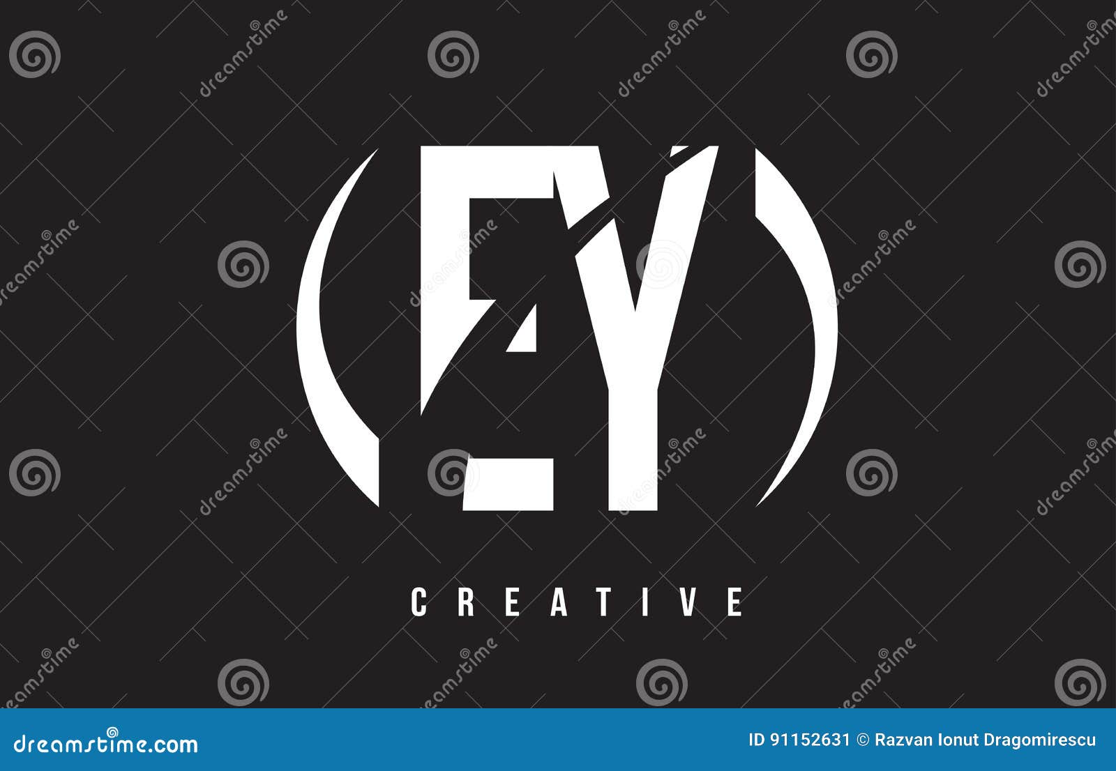 EY E Y White Letter Logo Design With Black Background. Cartoon Vector ...