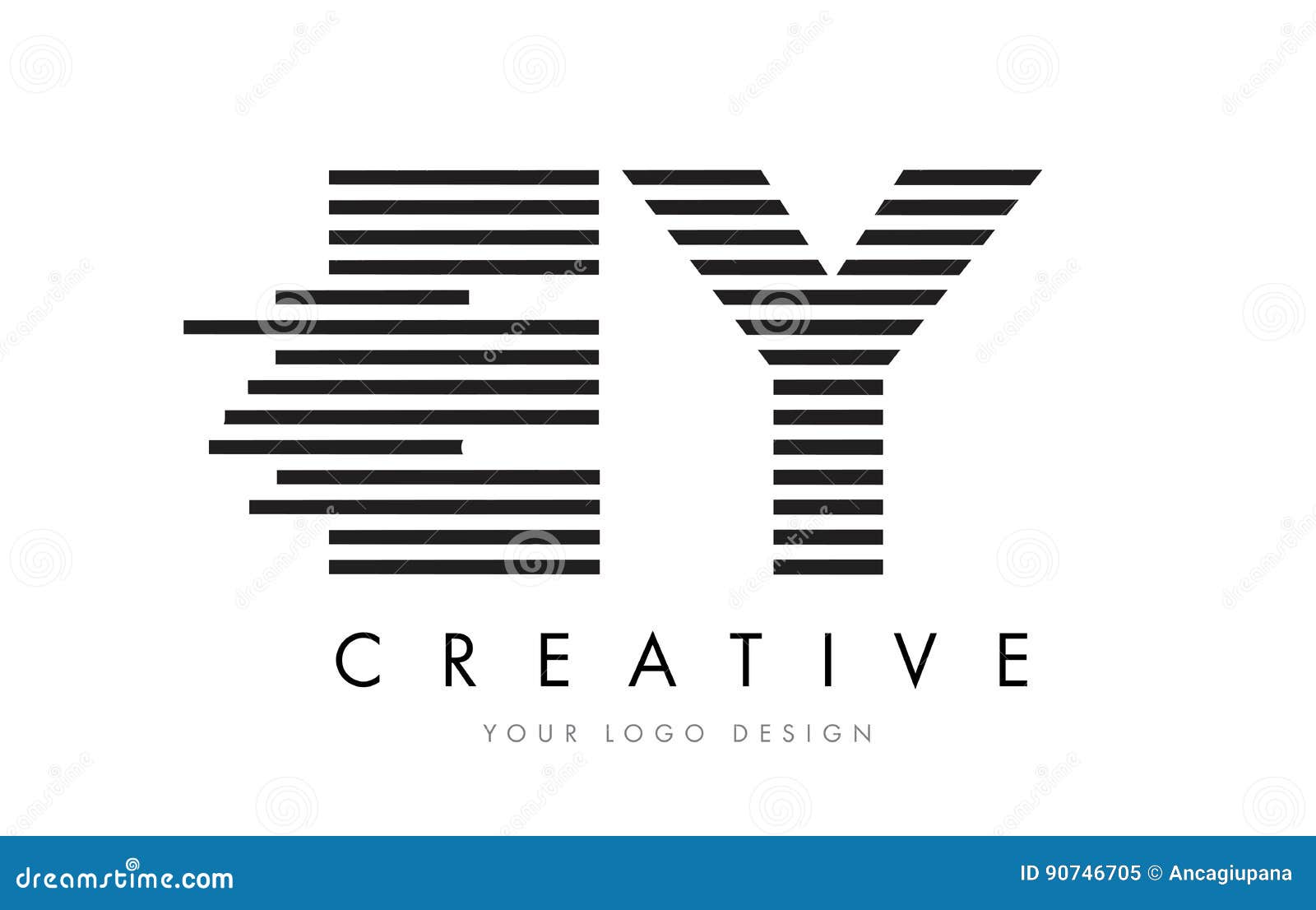 EY E Y Zebra Letter Logo Design with Black and White Stripes Stock ...