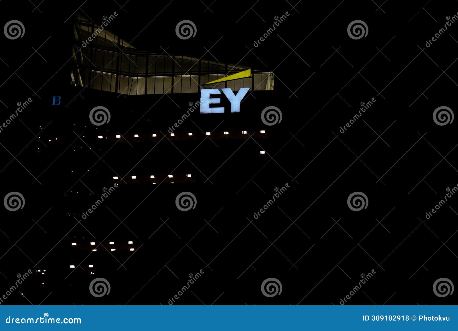 EY sign on the building editorial stock photo. Image of icon - 309102918