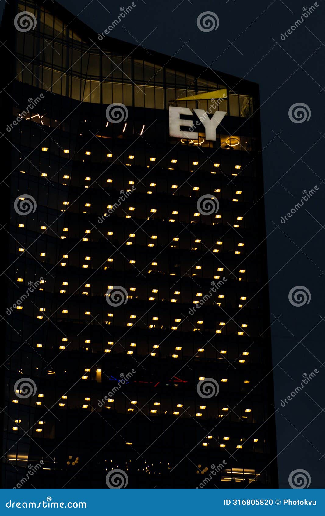EY sign on the building editorial image. Image of icon - 316805820