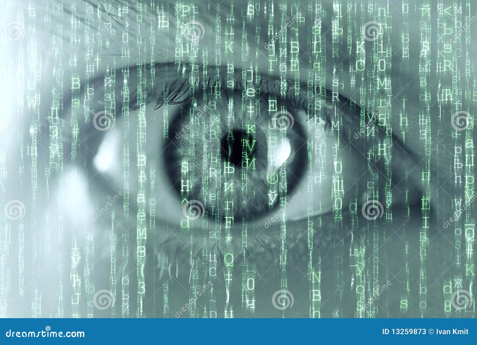 Eye stock image. Image of speed, green, matrix, binary - 13259873