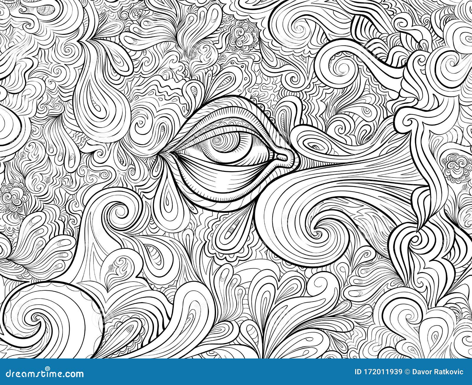 Eye in waves of swirls stock vector. Illustration of design - 172011939