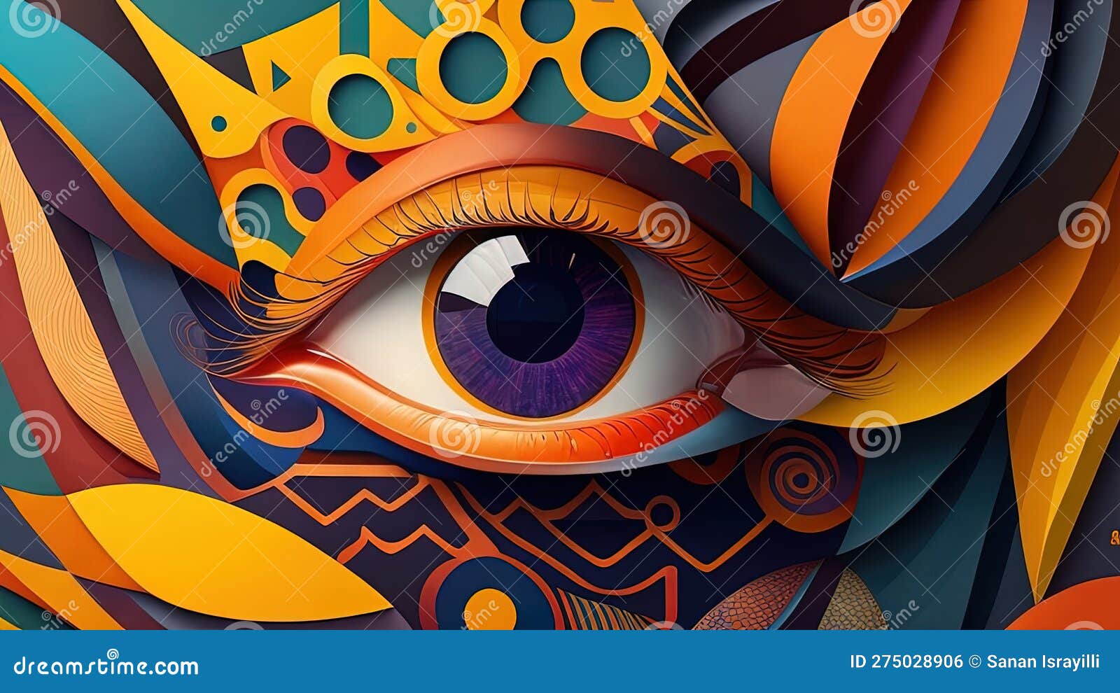 Eye with Abstract Ornament. Psychedelic Background Stock Illustration ...